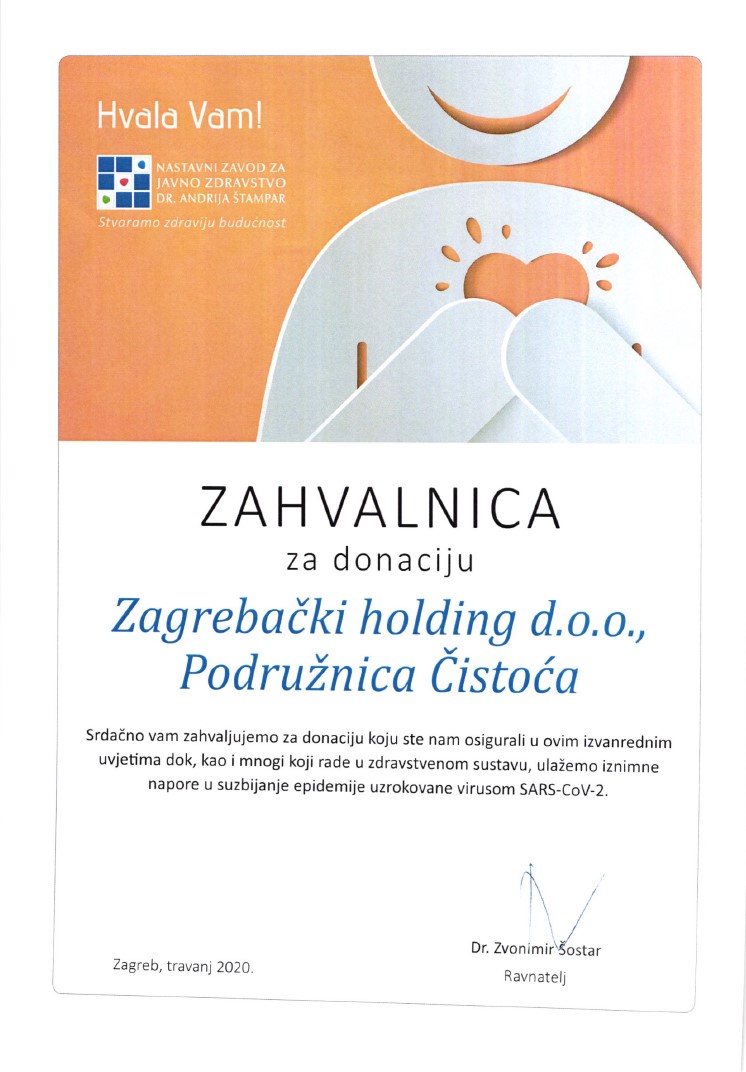 Priznanja, zahvalnice - Čistoca